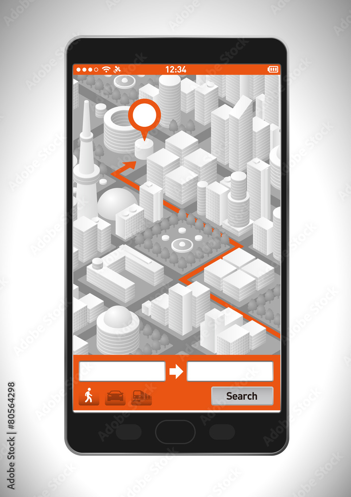 Smartphone and 3D map app Stock Vector | Adobe Stock