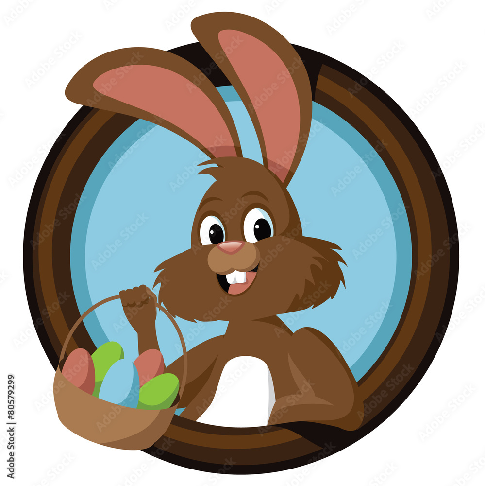 Easter bunny in circle Stock Vector | Adobe Stock