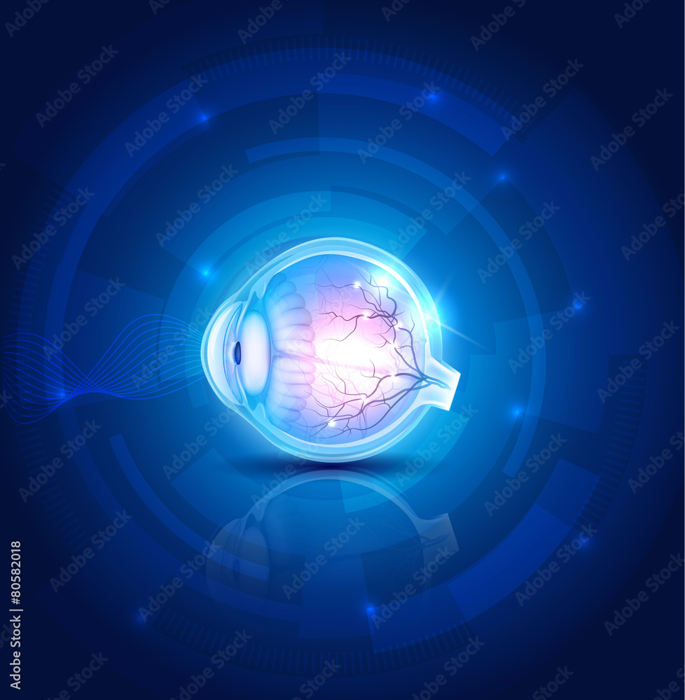 Human eye vision, abstract blue technology background Stock Vector ...
