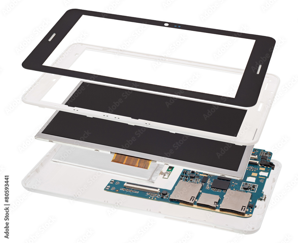 Disassembled tablet computer isolated on white background Stock Photo ...