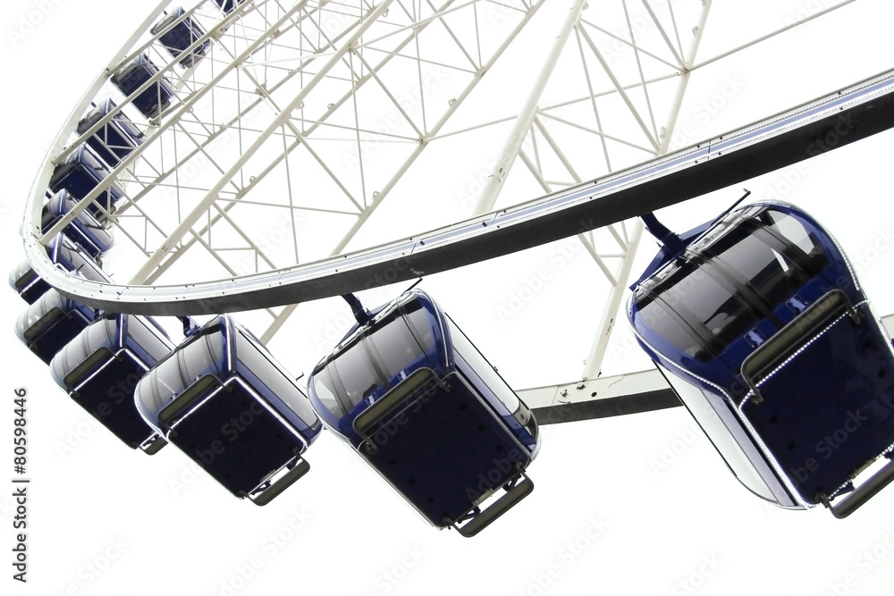 Giant observation wheel with safe cabins on white background Stock ...
