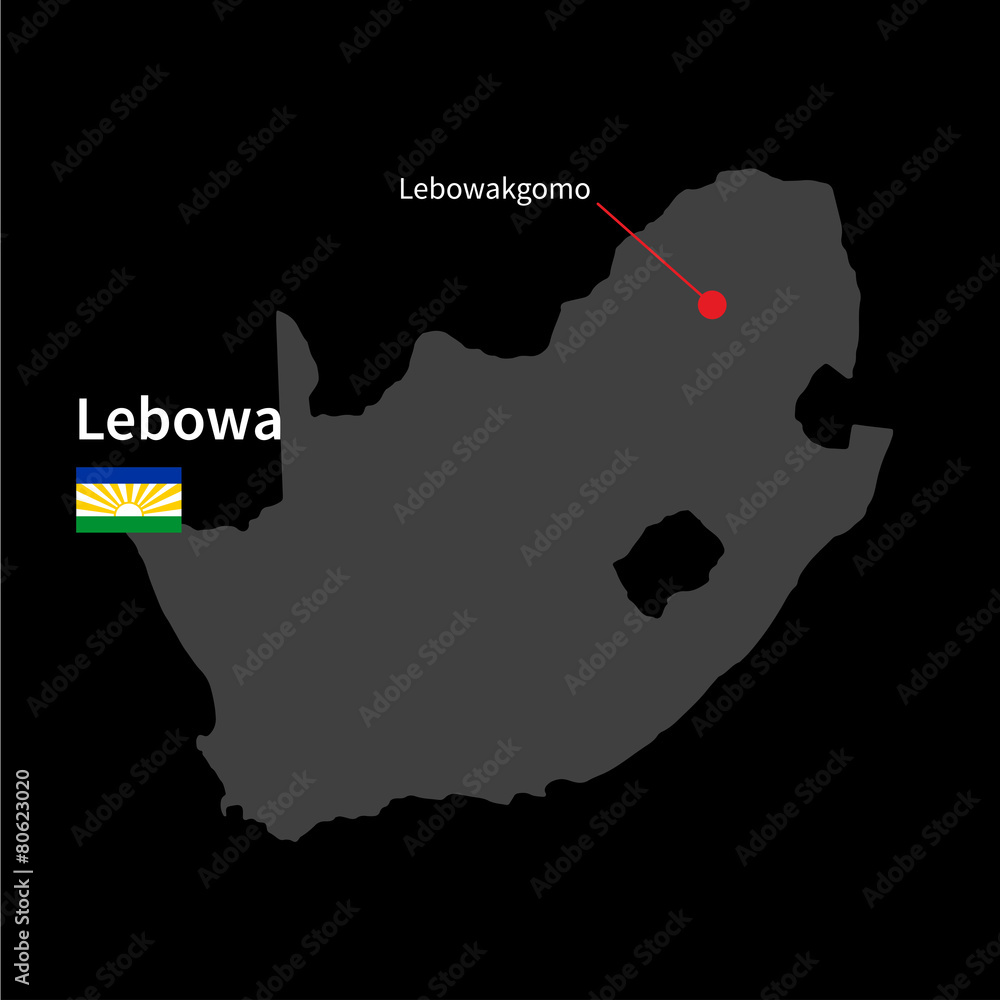 Detailed map of Lebowa and capital city Lebowakgomo with flag on Stock ...