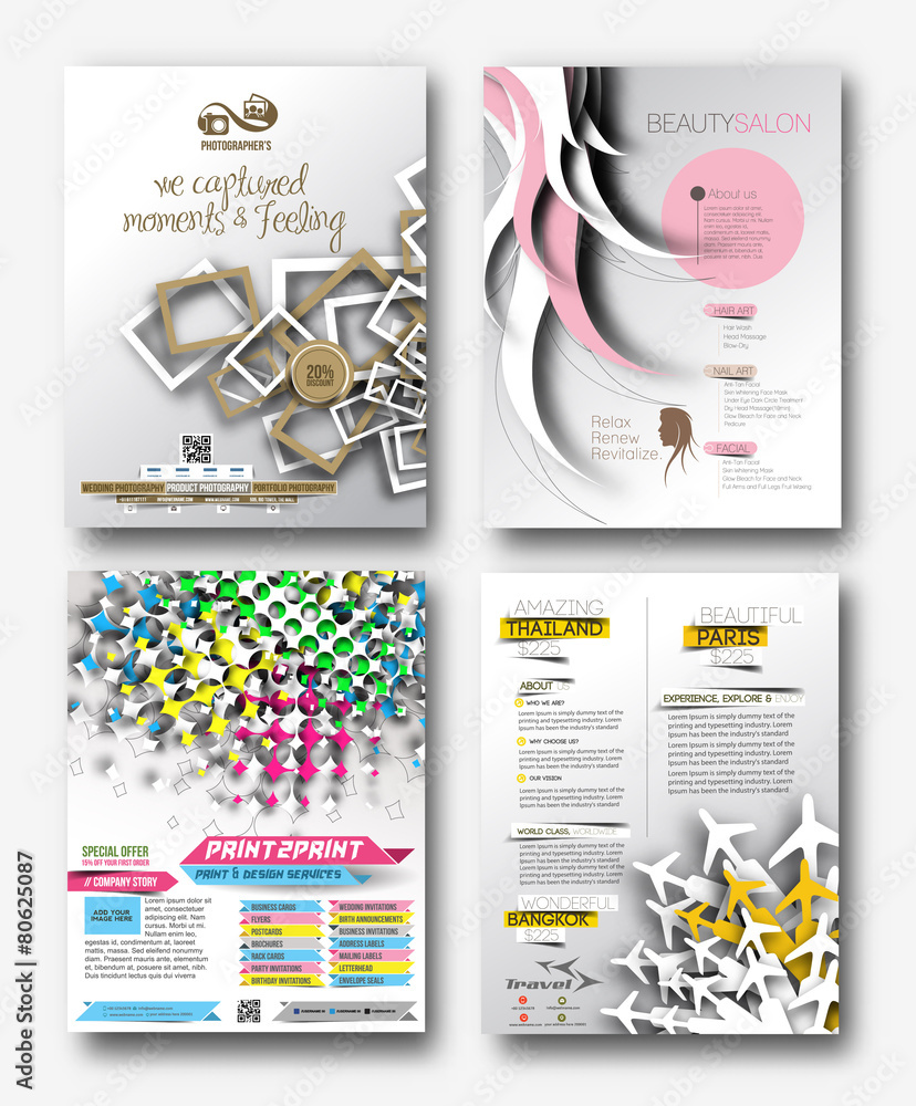 Flyer & Poster Design Set in A4 Size Template Stock Vector | Adobe Stock