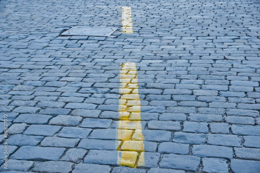 Poster stone pavement with road markings – Wall Art | UkPosters