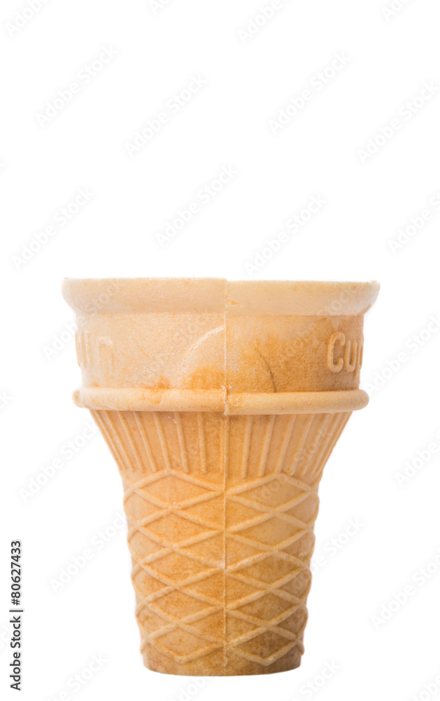 Fotografia do Stock: Empty ice cream cone cup over white background ...