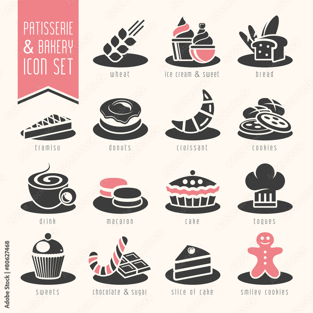 Bakery, patisserie icon set Stock Vector | Adobe Stock