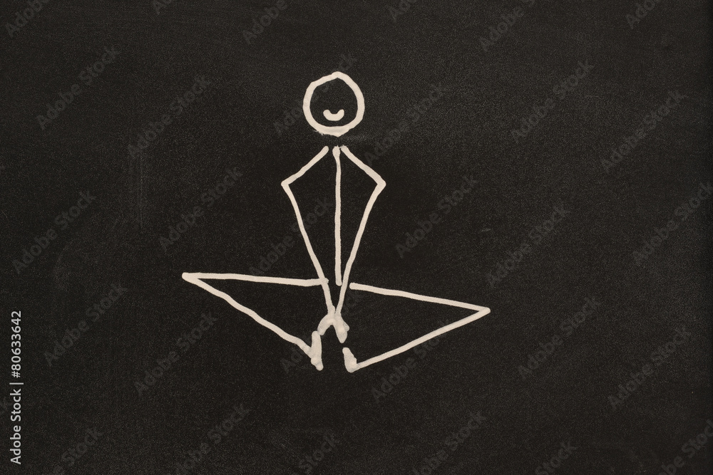 yoga Auspicious Pose - Bhadrasana pose on blackboard Stock Photo ...