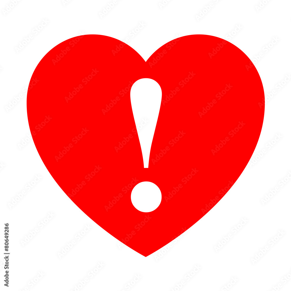 Icono simbolo atencion en corazon Stock Illustration | Adobe Stock