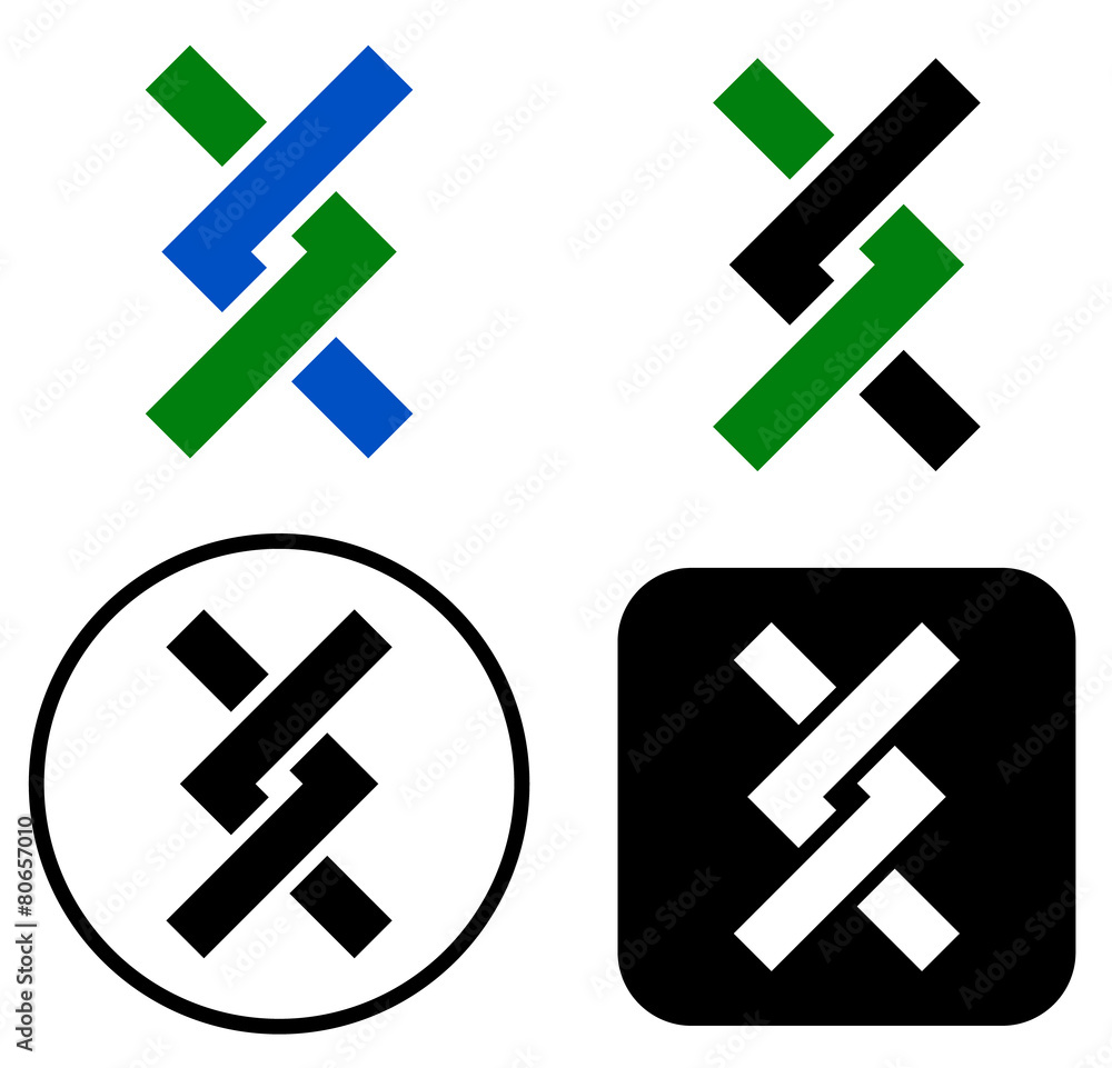 Entwined shapes. String, dna strand or helix. Simple symbols. Stock ...