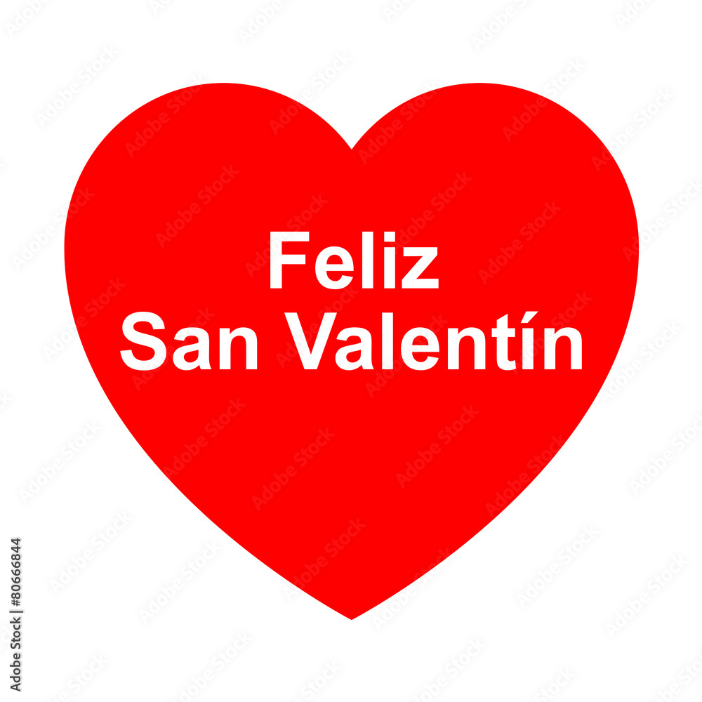 Icono texto Feliz San Valentin en corazon Stock Illustration | Adobe Stock
