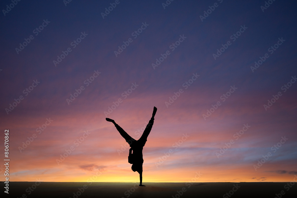 One Handed Handstand Silhouette