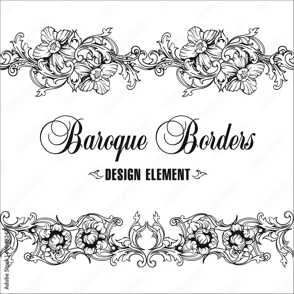 Ornamental border, frame. Baroque pattern. Vector seamless. Stock ...