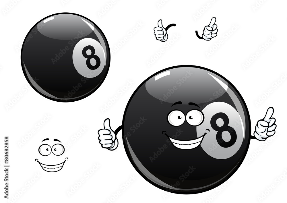 Cartoon billiards, snooker, pool eight ball character Stock Vector ...