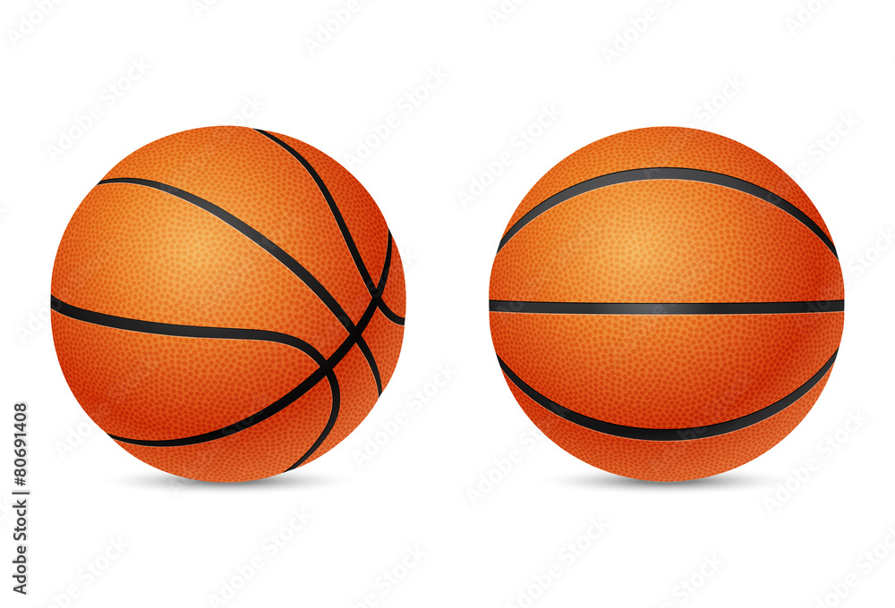 Basketball, front and half-turn view, isolated on white Stock Vector ...