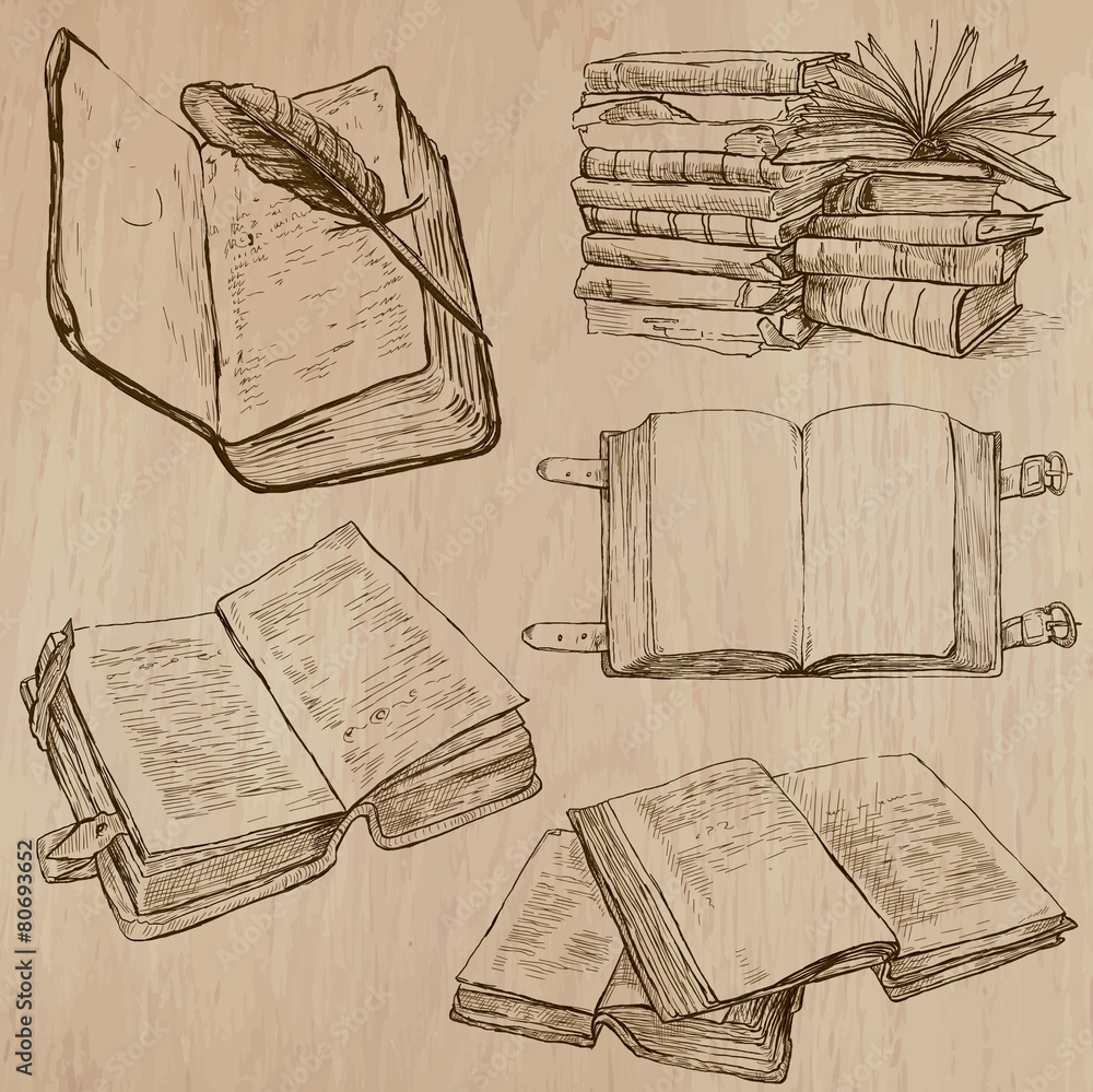 Books. Pack of an hand drawn vectors Stock Vector | Adobe Stock