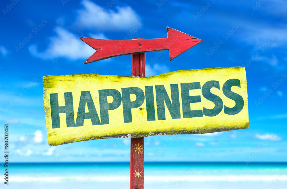 Happiness sign with beach background Stock Photo | Adobe Stock