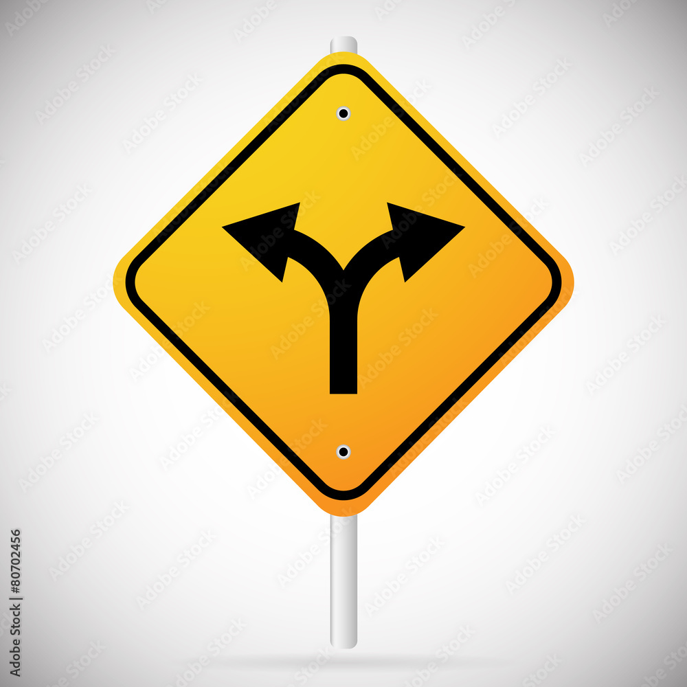 Junction Road Sign - Separation, two paths, two ways. Vector Ill Stock ...