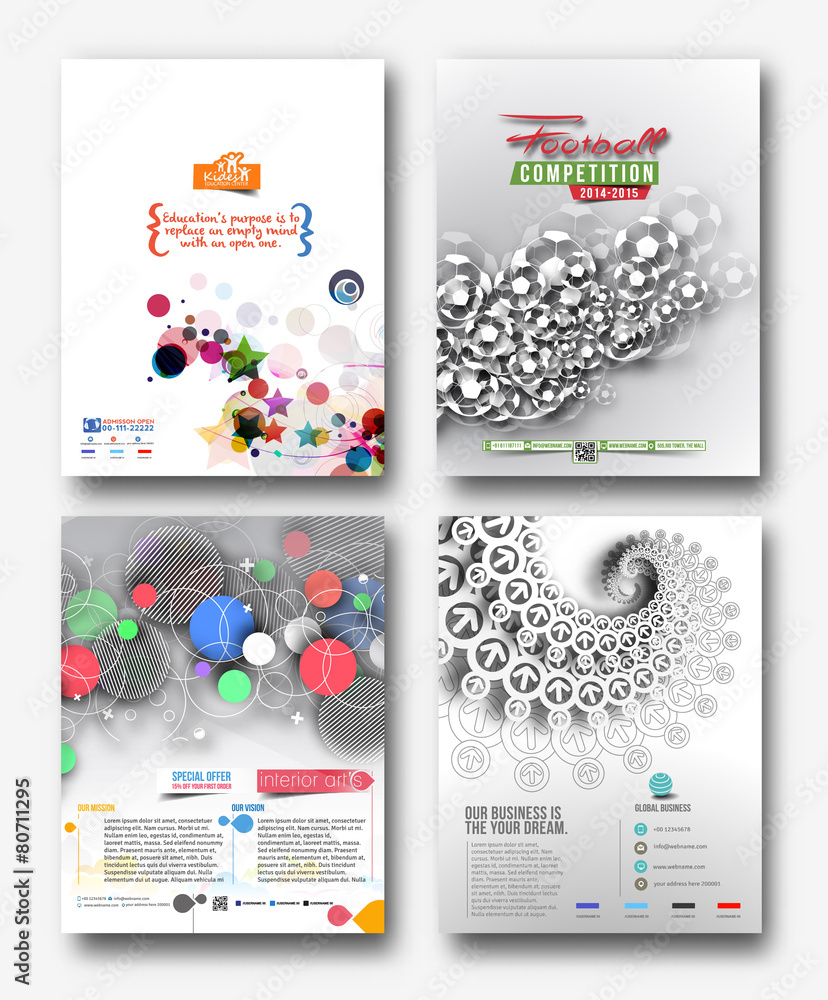 Flyer & Poster Design Set in A4 Size Template Stock Vector | Adobe Stock