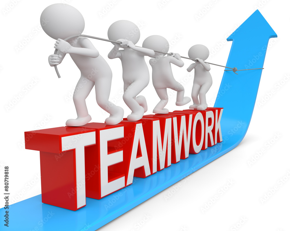 Teamwork gemeinsam am Strang ziehen Stock Illustration | Adobe Stock