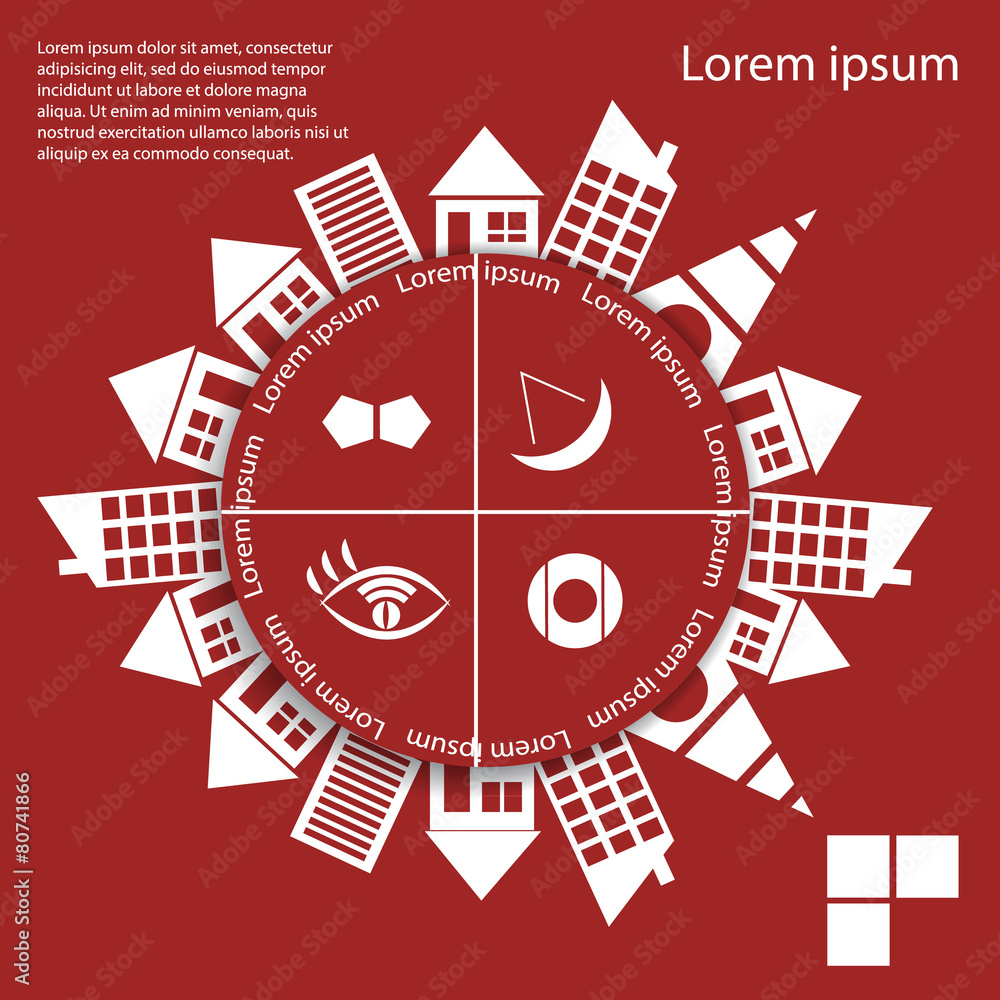 Infographics as a circle. Houses around the circle Stock Vector | Adobe ...