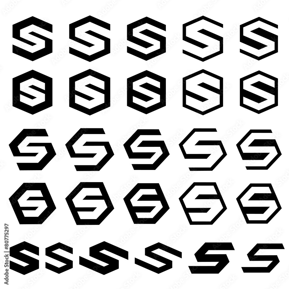 vector letter S hexagon black symbols Stock Vector | Adobe Stock