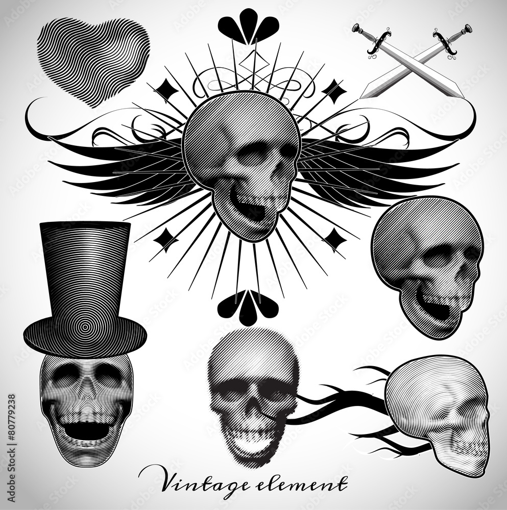 Vintage Skull Tattoo