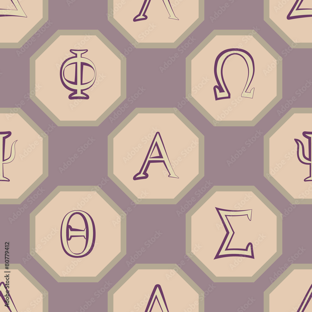 seamless background with letters of the Greek alphabet Stock Vector ...
