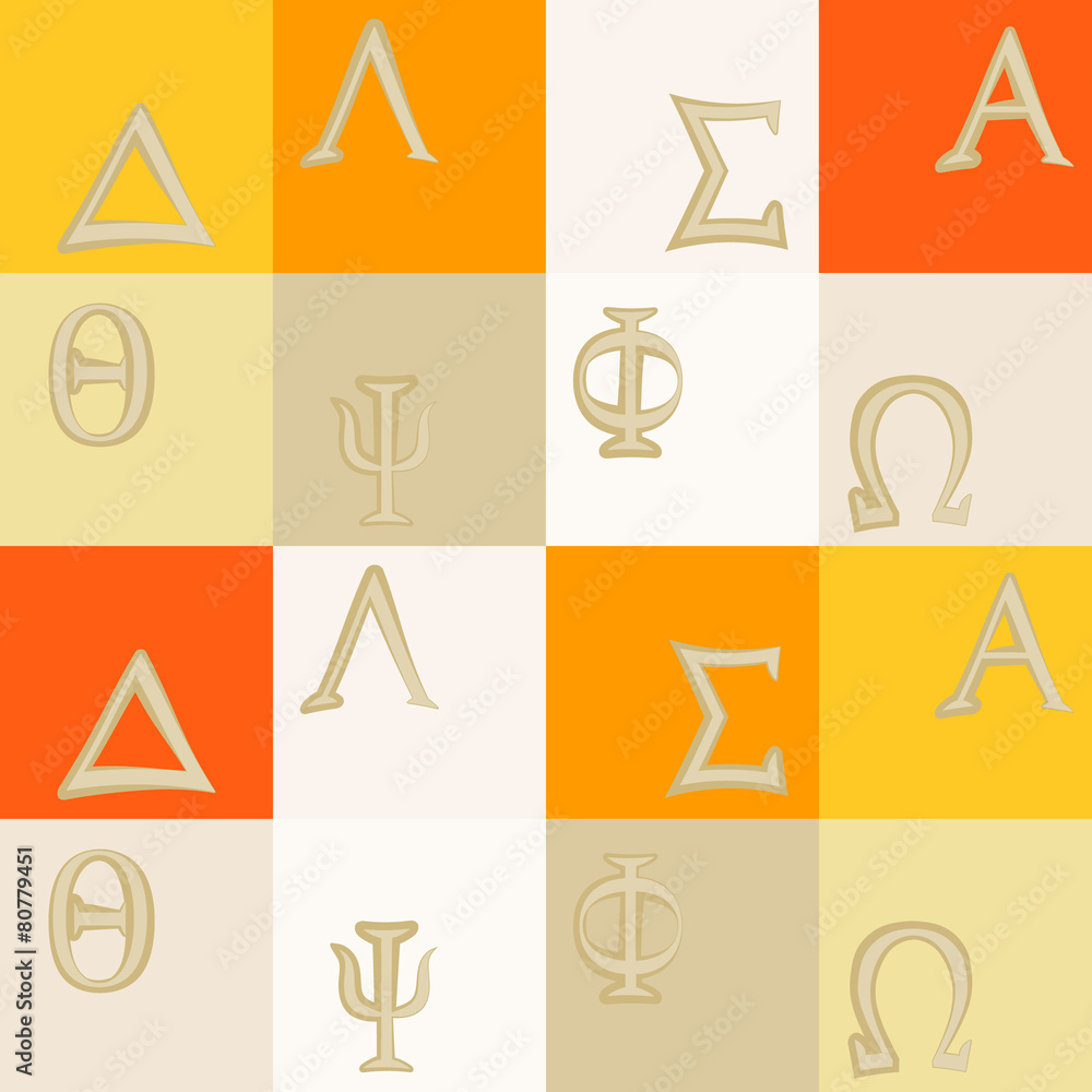 seamless background with letters of the Greek alphabet Stock Vector ...