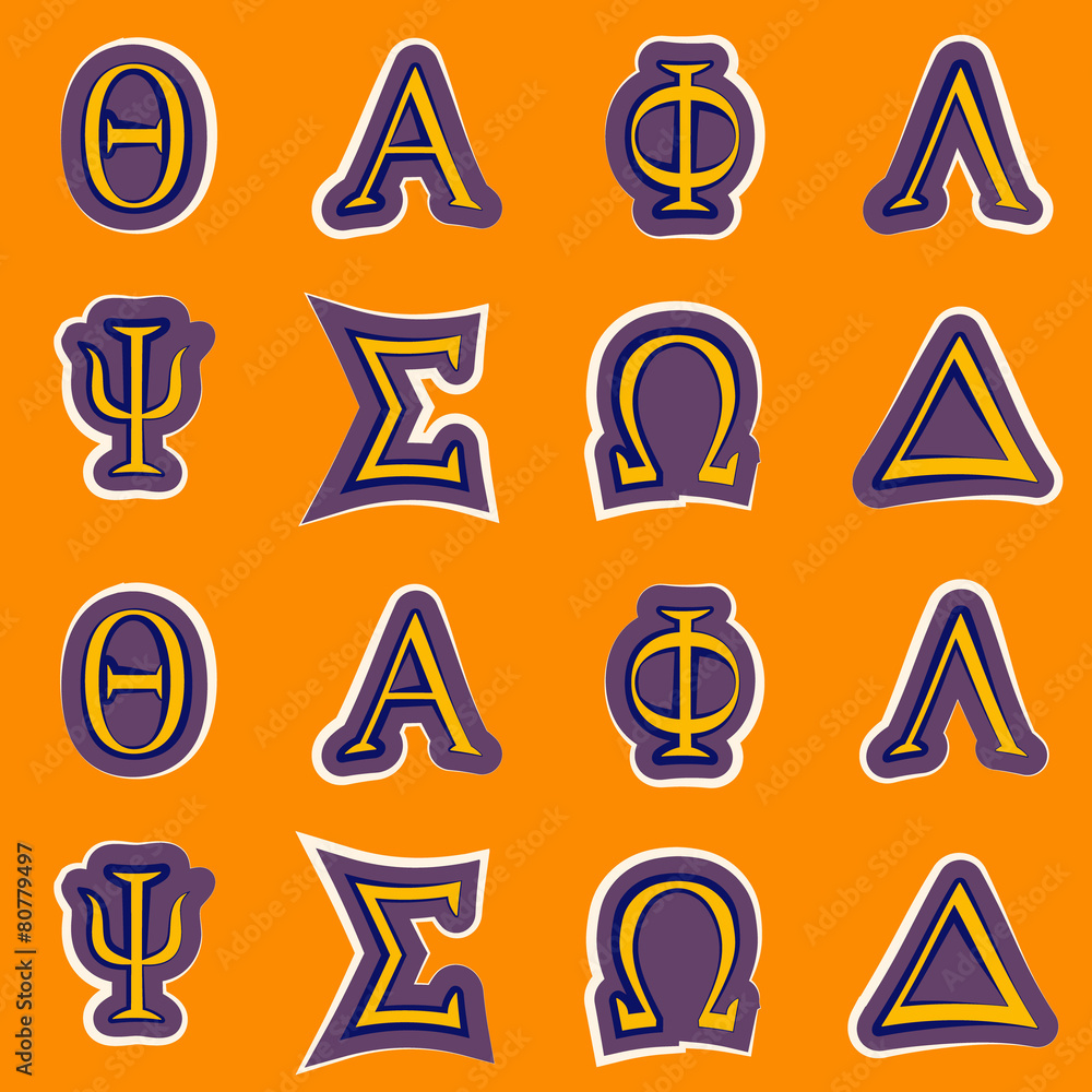 seamless background with letters of the Greek alphabet Stock Vector ...