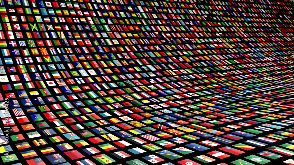 Animated video wall with flags of many nations. Loop-able Stock Video ...