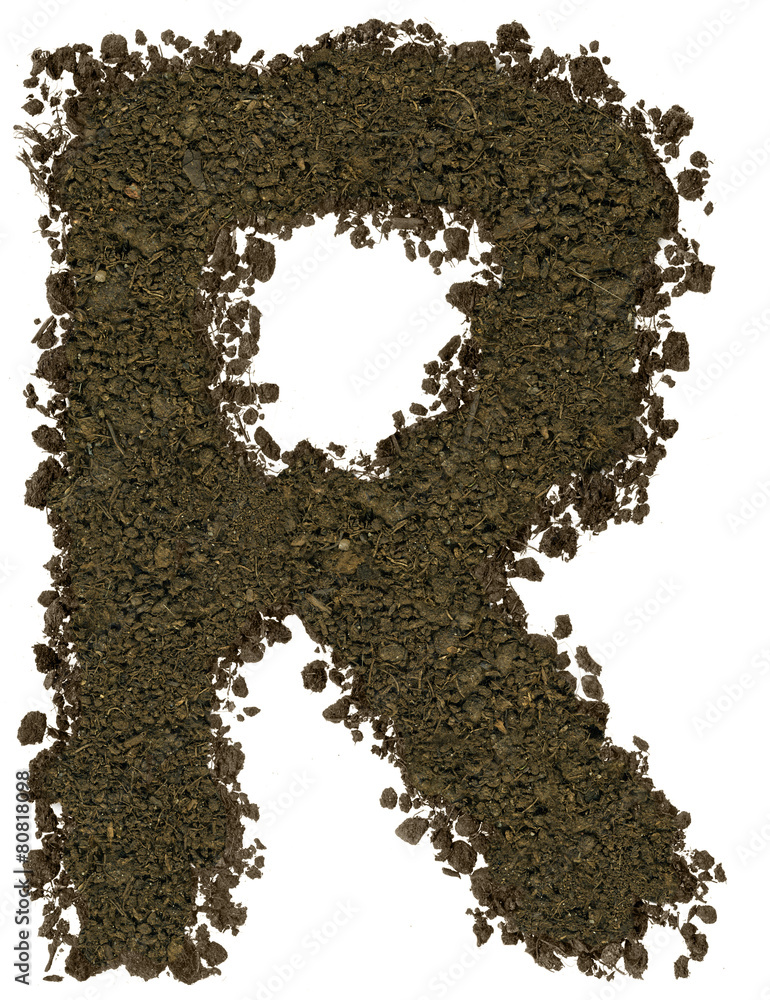 Alphabet of soil. Block capitals. Letter R Stock Photo | Adobe Stock