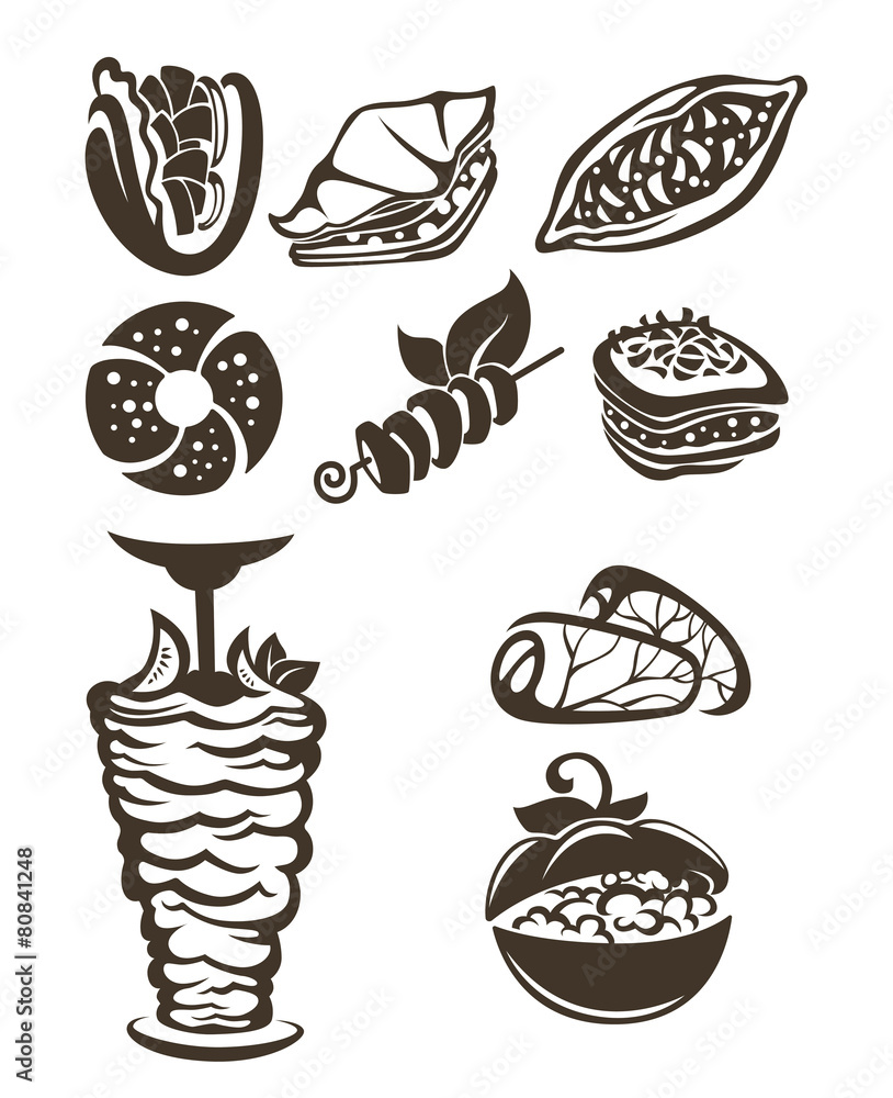vector collection of arabian food images Stock Vector | Adobe Stock