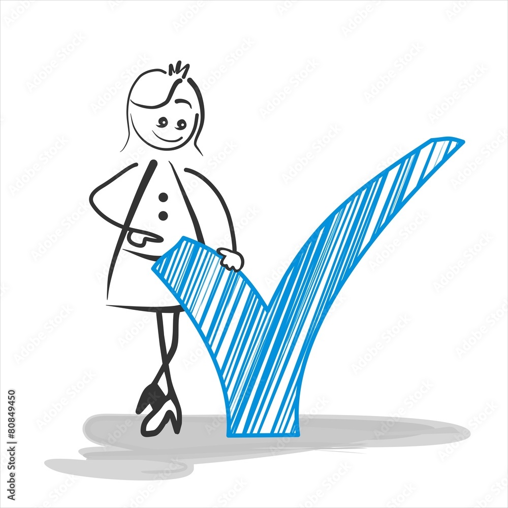 Frau mit Ja-Zeichen, Dheckliste, abhaken, Frauenpower, Ja sagen ...