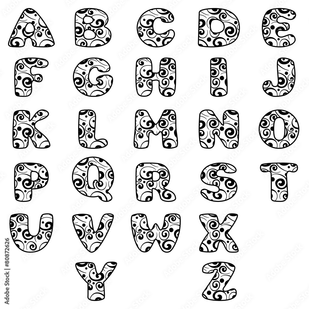 Doodling alphabet. Vector illustration Stock Vector | Adobe Stock