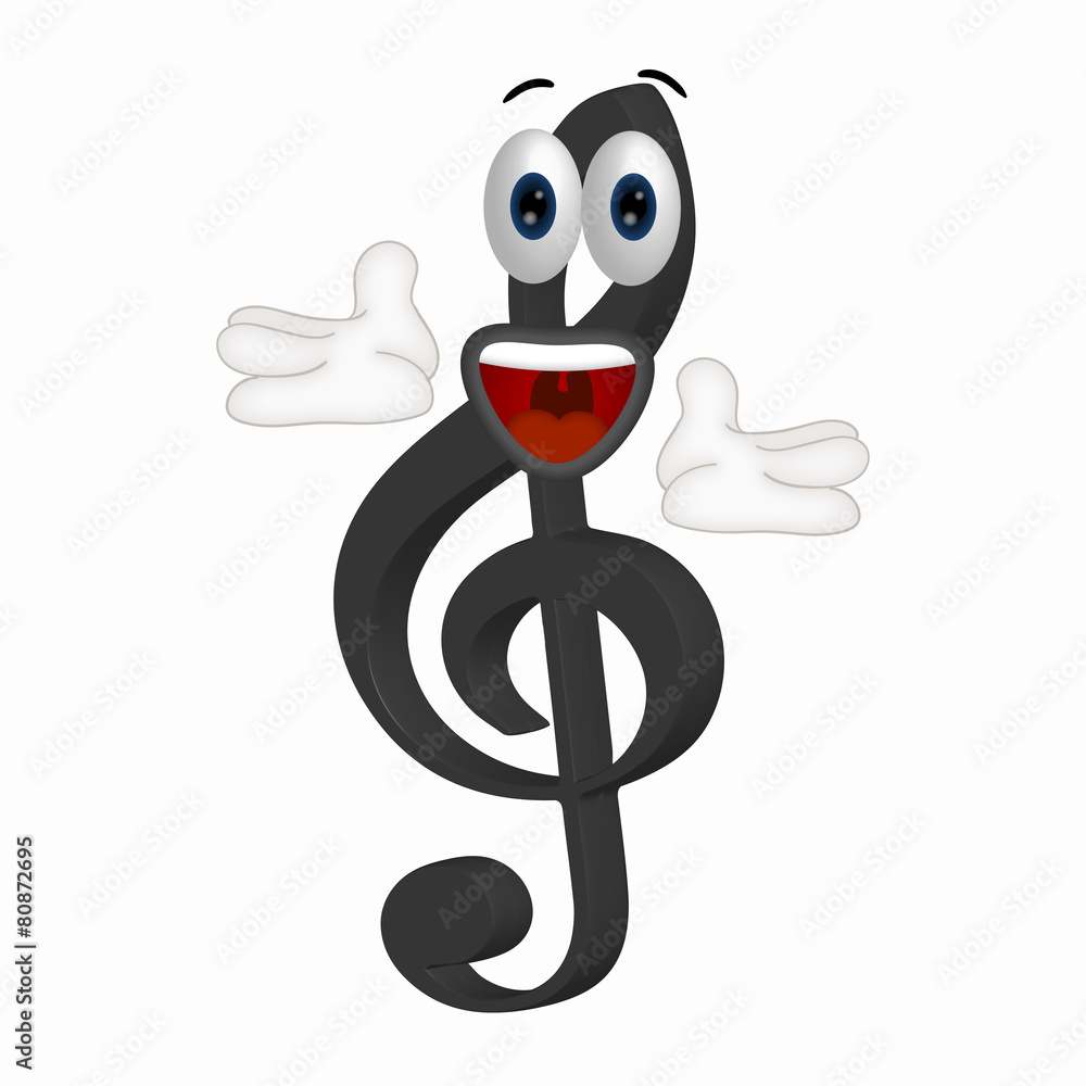 Funny Clef music note cartoon comic illustration Stock Illustration ...