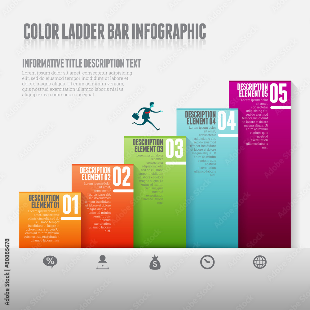 Color Ladder Bar Infographic Stock Vector | Adobe Stock
