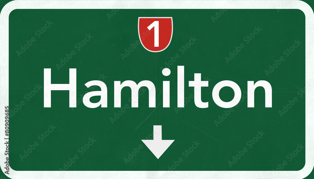 Hamilton New Zealand Highway Road Sign Stock Illustration | Adobe Stock
