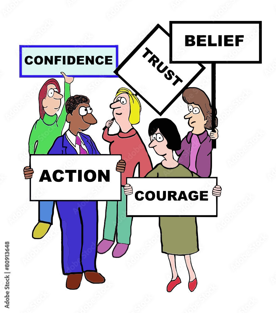 Cartoon on confidence characteristics and qualities. vector de Stock ...