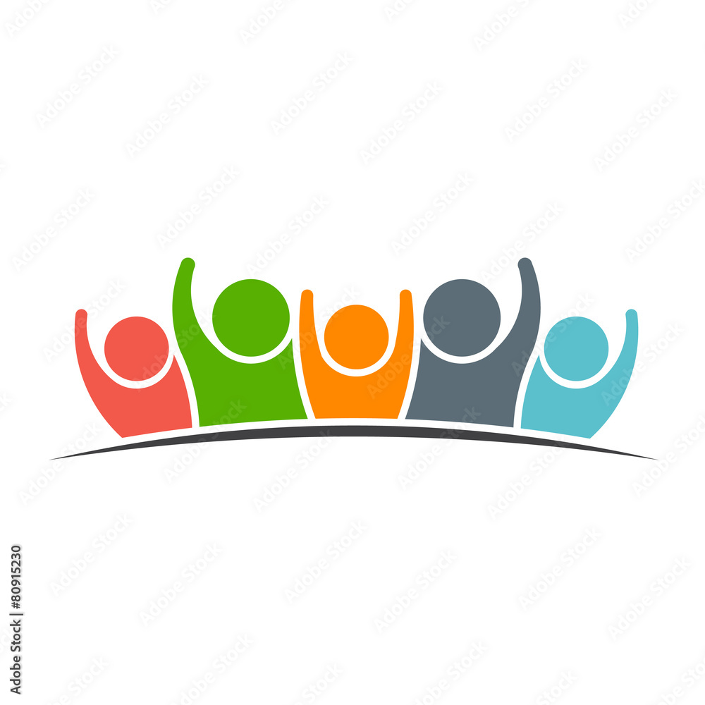 Teamwork Five Friends image. Concept of Group of People Stock Vector ...