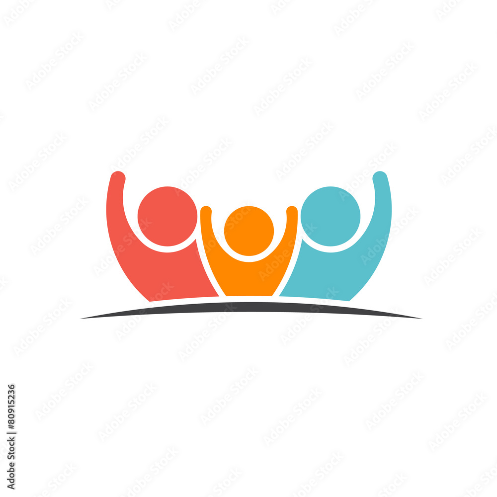 Teamwork Three Friends image. Concept of Group of People Stock Vector ...