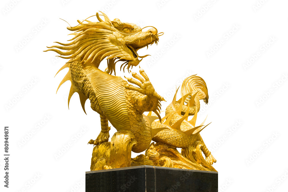 Golden Chinese dragon statue on isolate background Stock Photo | Adobe ...