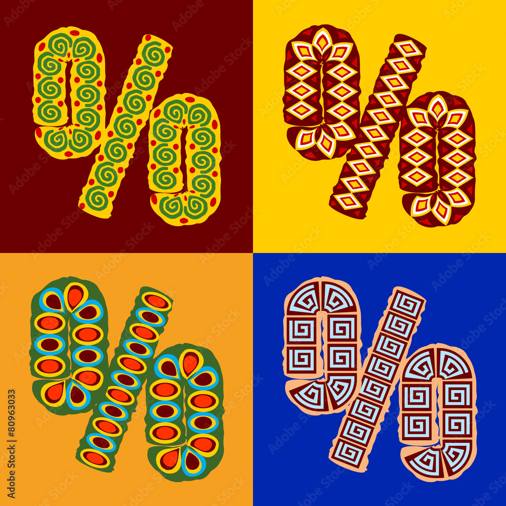 Vector set of ethnic font with african ornament. Symbols Stock Vector ...