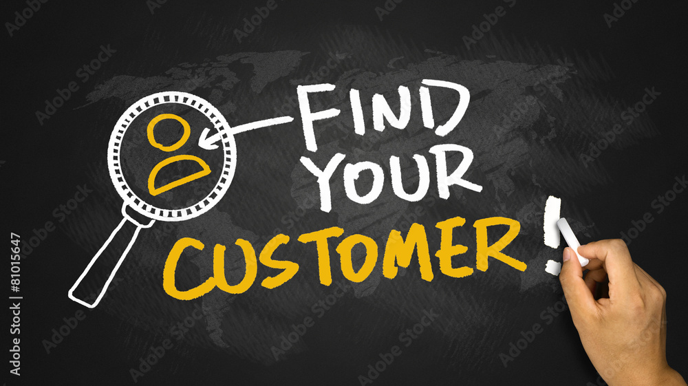 find your customer hand drawing on blackboard Stock Photo | Adobe Stock