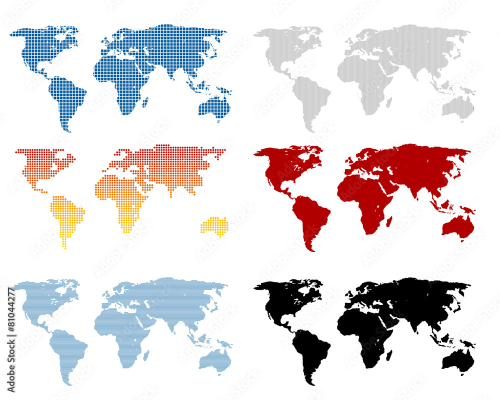 World map set Stock Vector | Adobe Stock