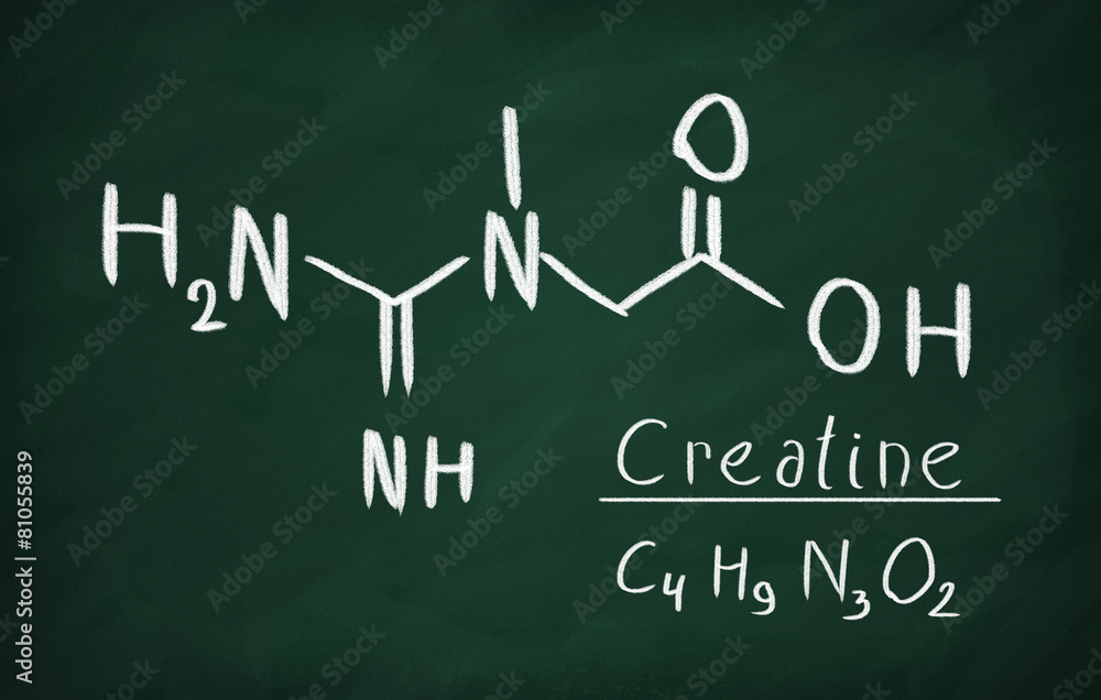 Chemical formula of creatine on a blackboard Stock Photo | Adobe Stock