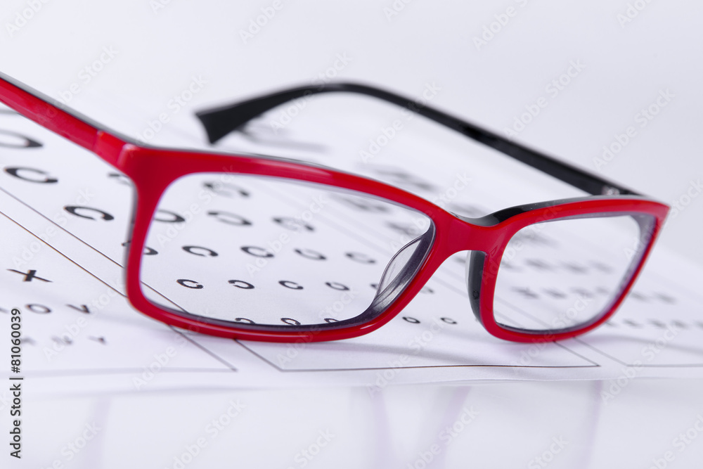 eyeglasses and eye chart Stock Photo | Adobe Stock