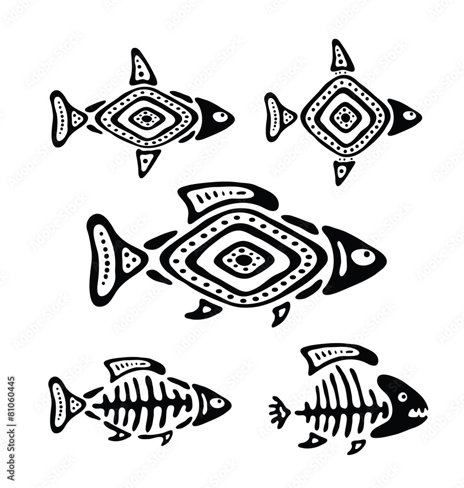 fish in the native style, vector illustration Stock Vector | Adobe Stock