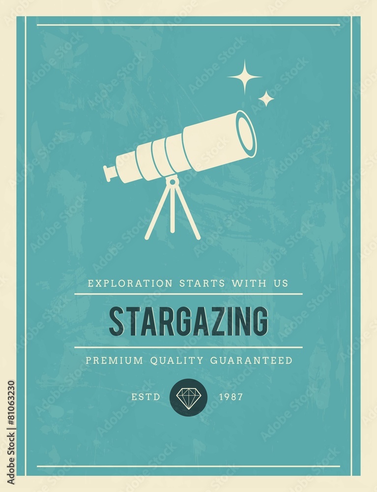 vintage poster for stargazing Stock Vector | Adobe Stock