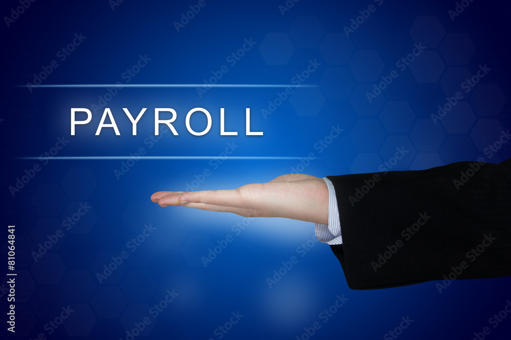 Payroll button on blue background Stock-Foto | Adobe Stock