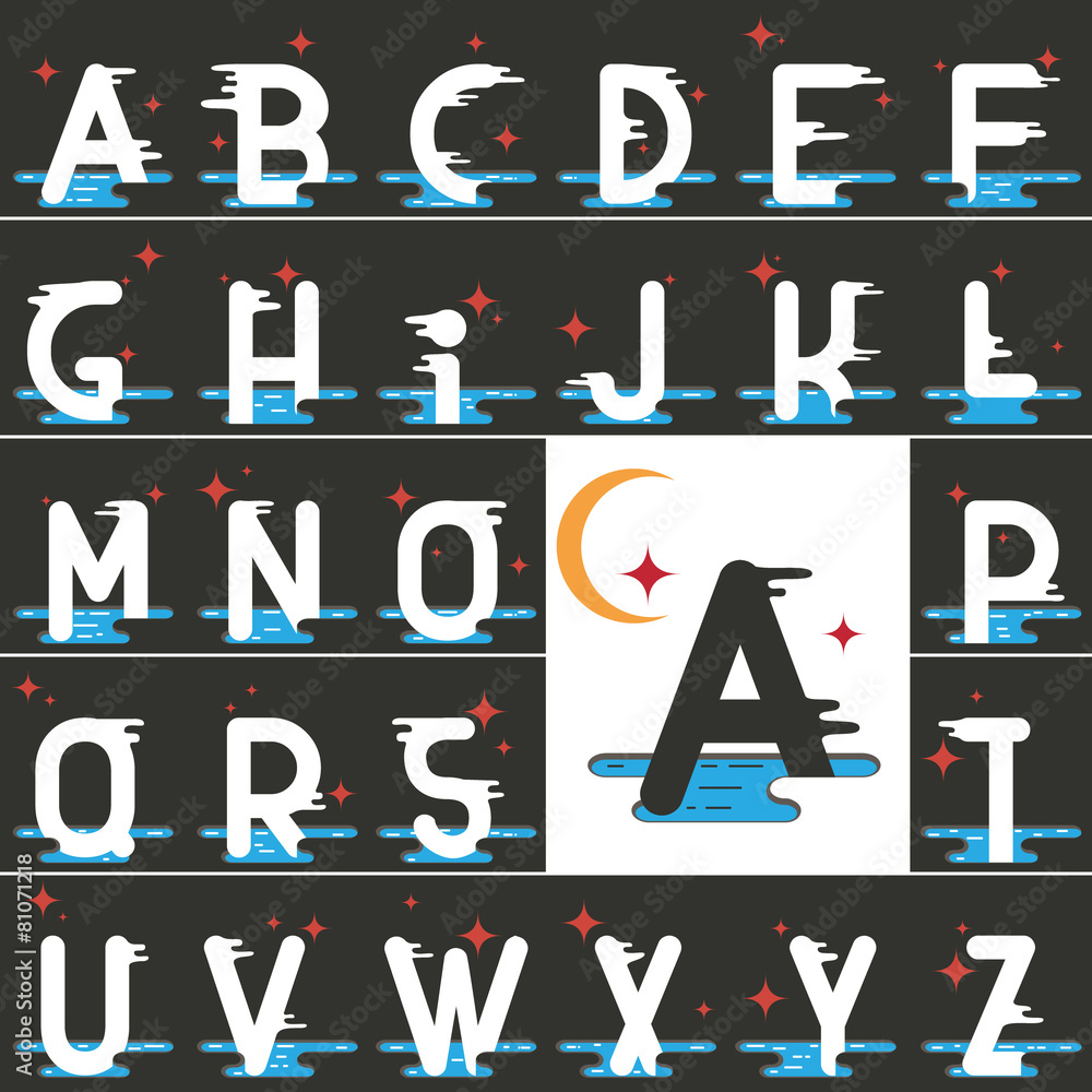 Vector latin alphabet made of flat cartoon style Stock Vector | Adobe Stock
